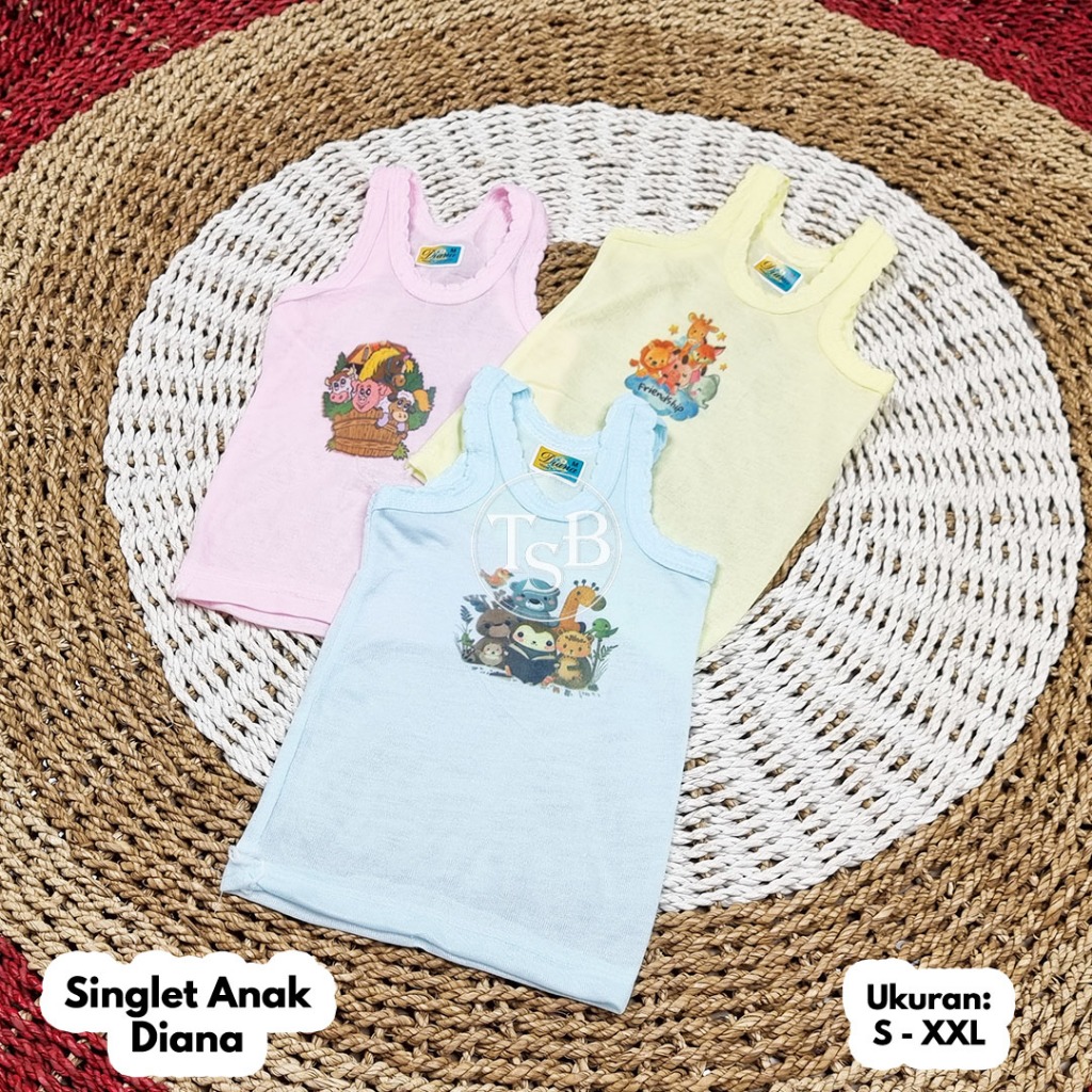 Jual (6 Pcs) SINGLET ANAK DIANA BERGAMBAR LUCU WARNA WARNI | FASHION ...