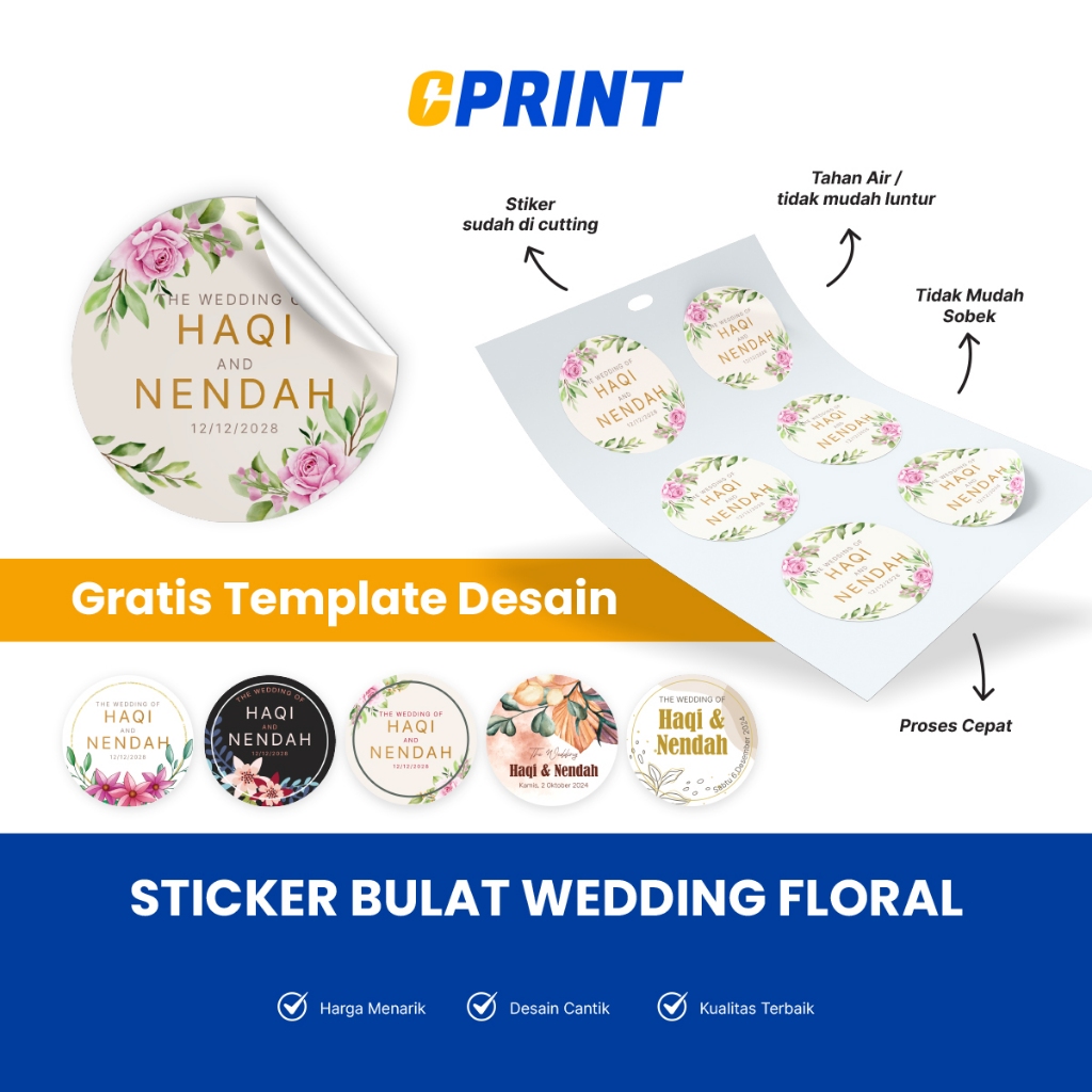 Jual Stiker Bunga Wedding Bulat – Vinyl Floral Anti Air | Custom Nama ...