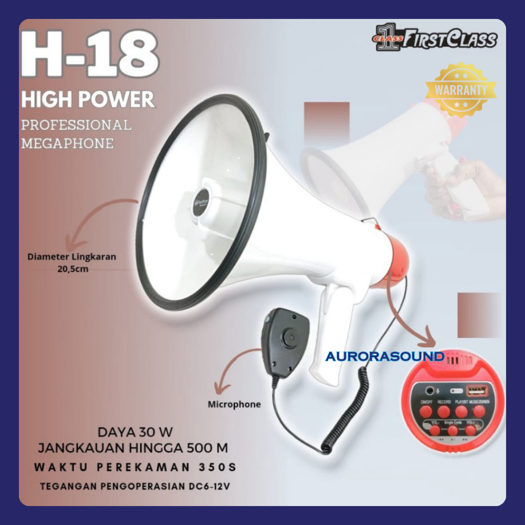 Jual MEGAPHONE FIRST CLASS H-18 CORONG PENGERAS SUARA ORIGINAL GARANSI | Shopee Indonesia