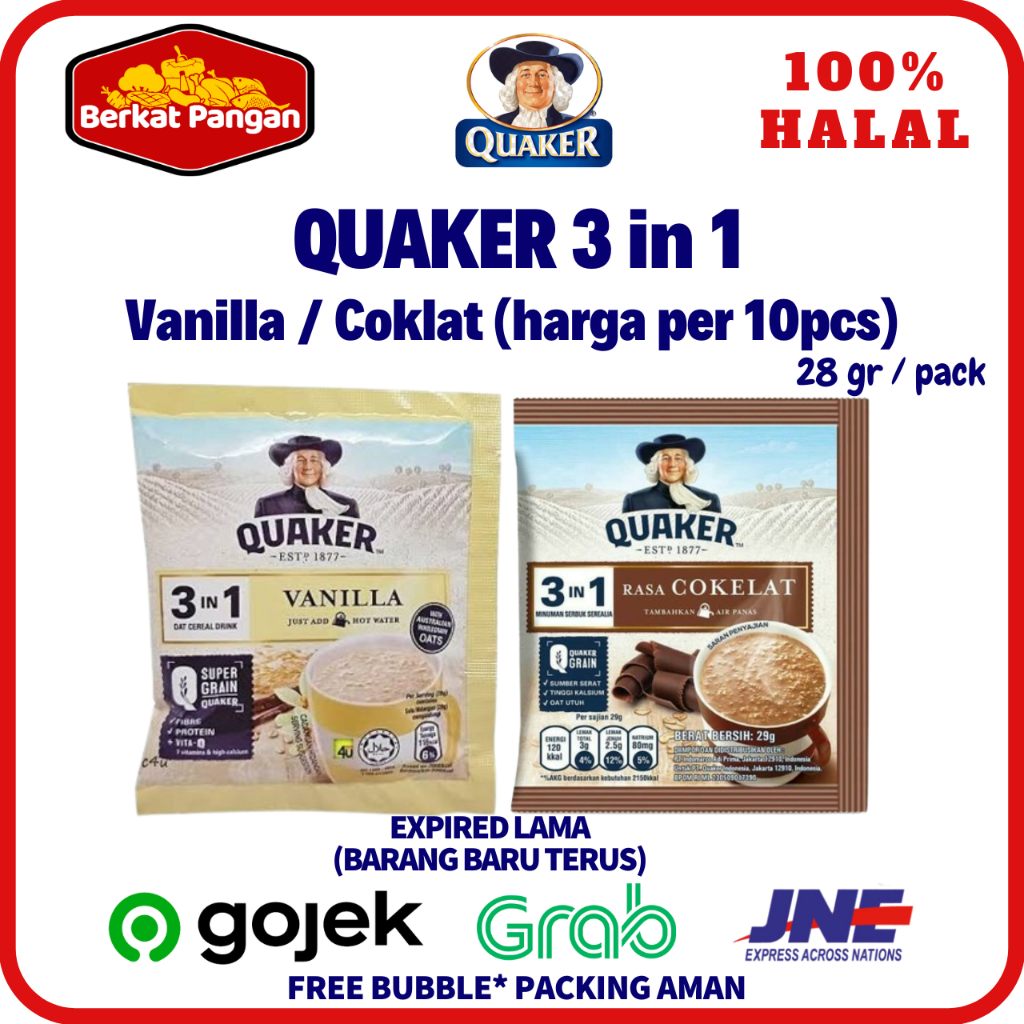 Jual Quaker 3in1 Vanilla / Coklat Minuman Sereal Oat | Shopee Indonesia