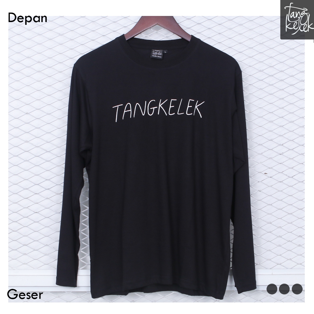 Jual Tangkelek Baju Kaos Lengan Panjang Tangkelek Datar warna Hitam ...