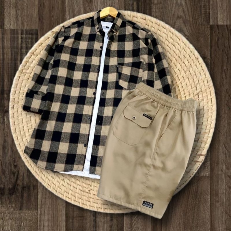 Jual Terlaris Paket Hemat Setelan Cowok ONE SET Pria Kemeja Flanel ...