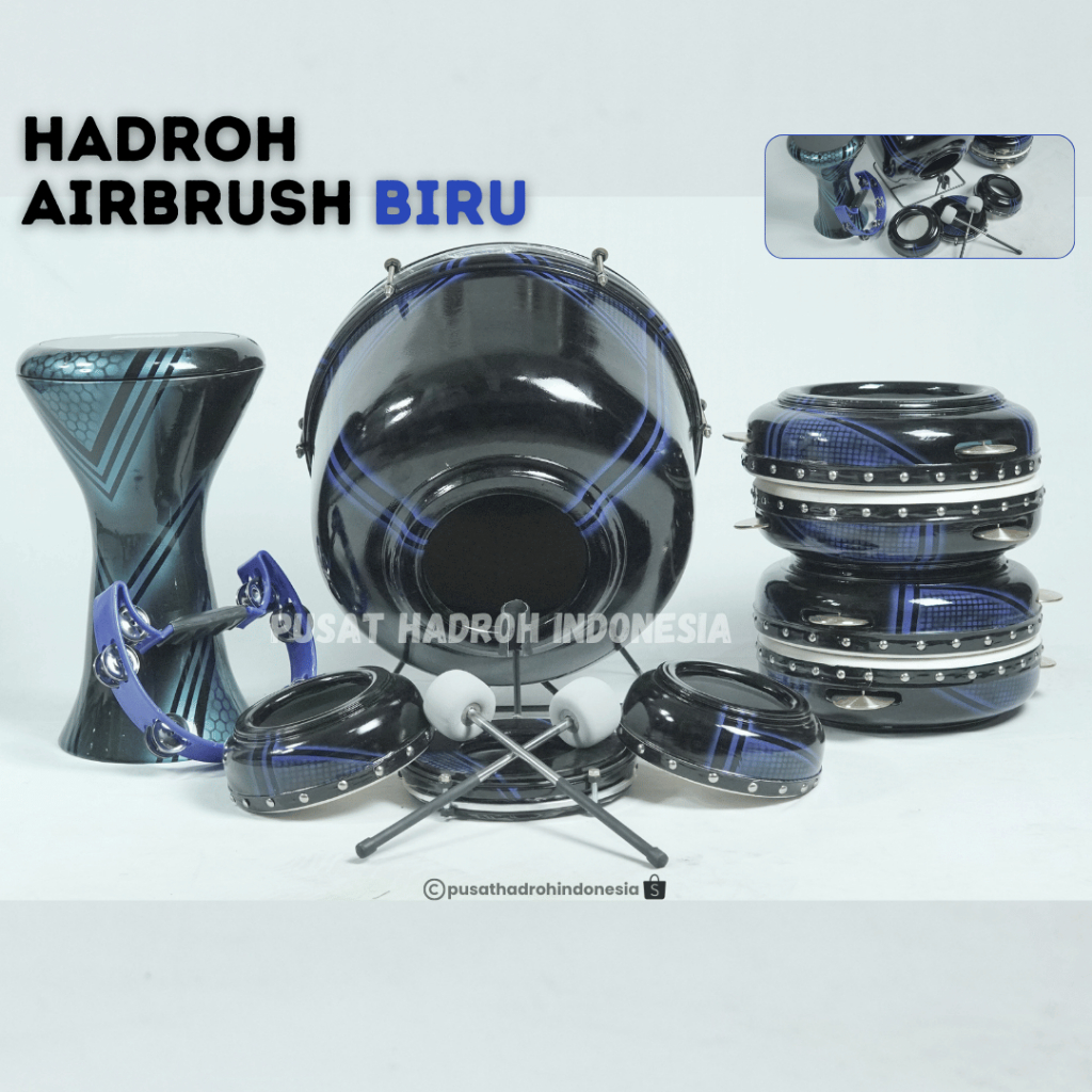 Jual Hadroh Fullset Standard Lengkap 9 Alat Motif Airbrush Biru FREE ...