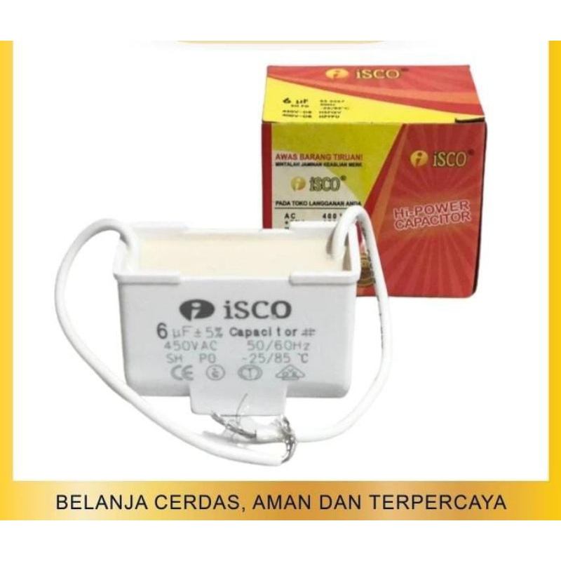 Jual Kapasitor 450V Kotak Kabel / Capacitor Pompa Air Kotak - 6 UF ...