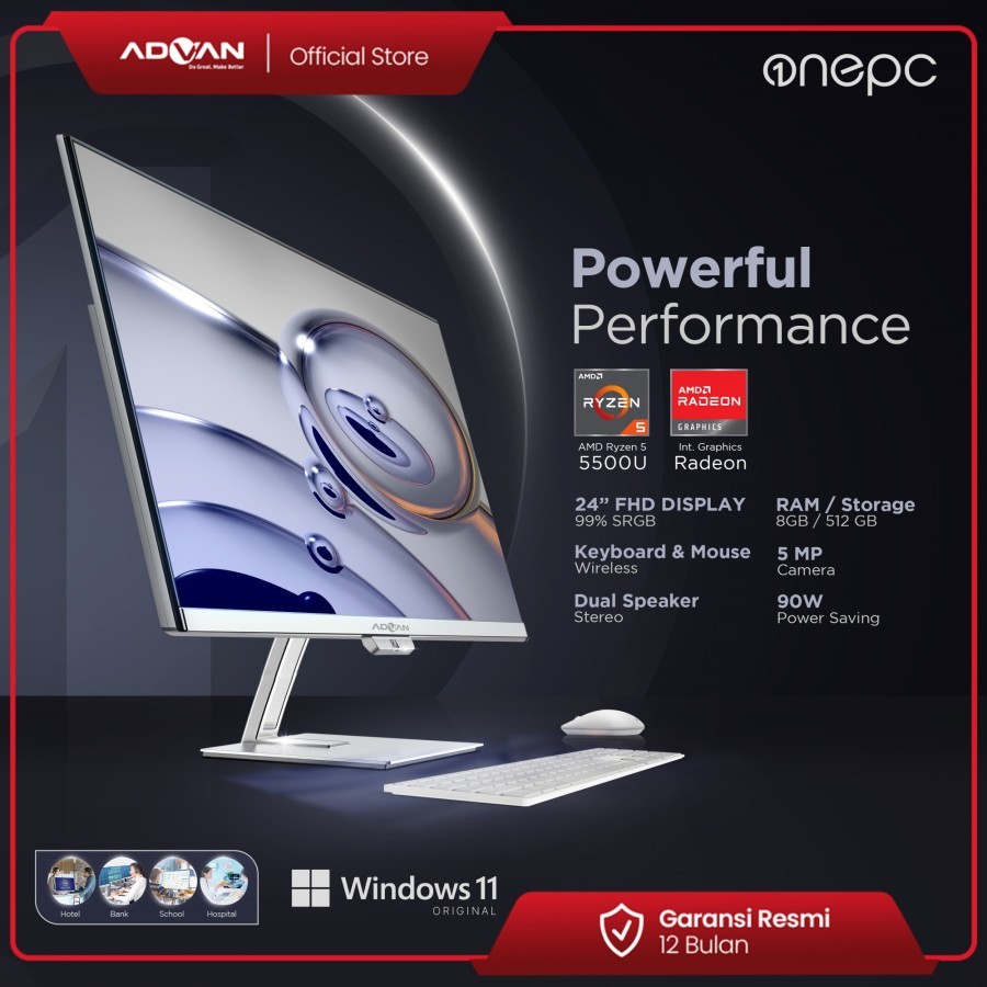 Jual Advan All In One PC AIO OnePC AMD Ryzen 5 5500 U 8GB/512GB Windows ...