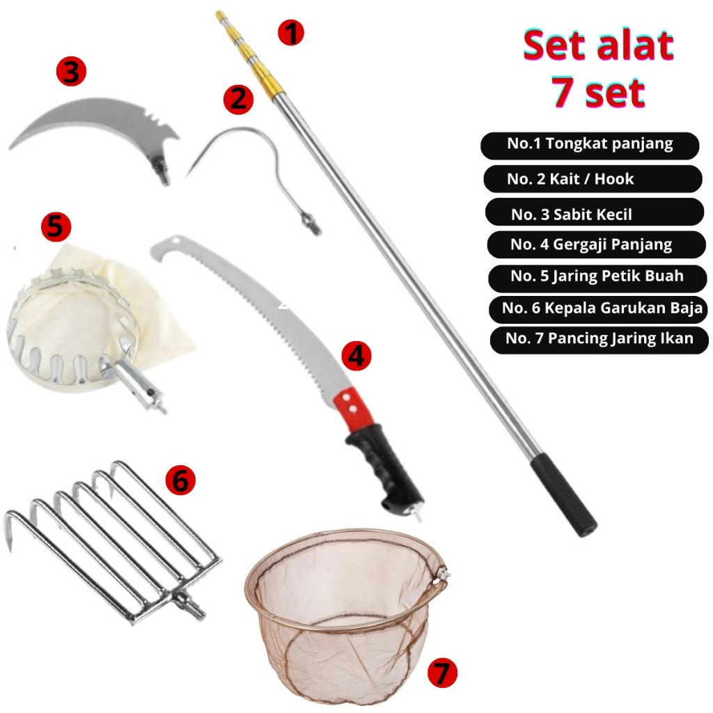 Jual Paket Komplit Tongkat Petik Buah Serbaguna Bisa pemetik dan pemotong dahan pohon alat ...