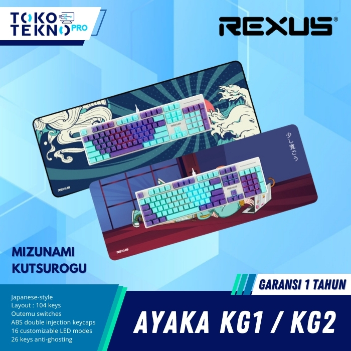 Jual Rexus Ayaka TKL Series KG3-4 Combo Gaming Keyboard Deskmat ...