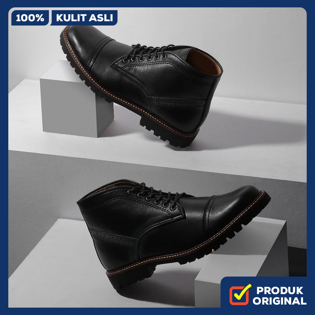 Jual ACOUSTIC BLACK ORIGINAL x REYL MAN Sepatu Safety Boots Hitam Kulit ...