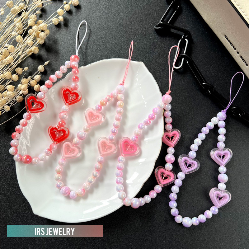 Jual Phone Strap Hp Colorful Heart Beads Design mobile Phone | Shopee ...
