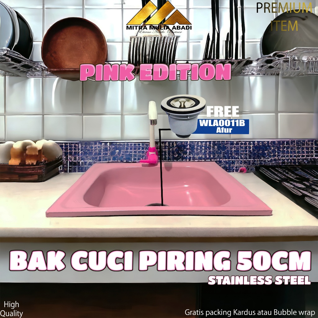 Jual Bak Cuci Piring Pink Stainless Steel 50cm Fullset / Bak Cuci ...