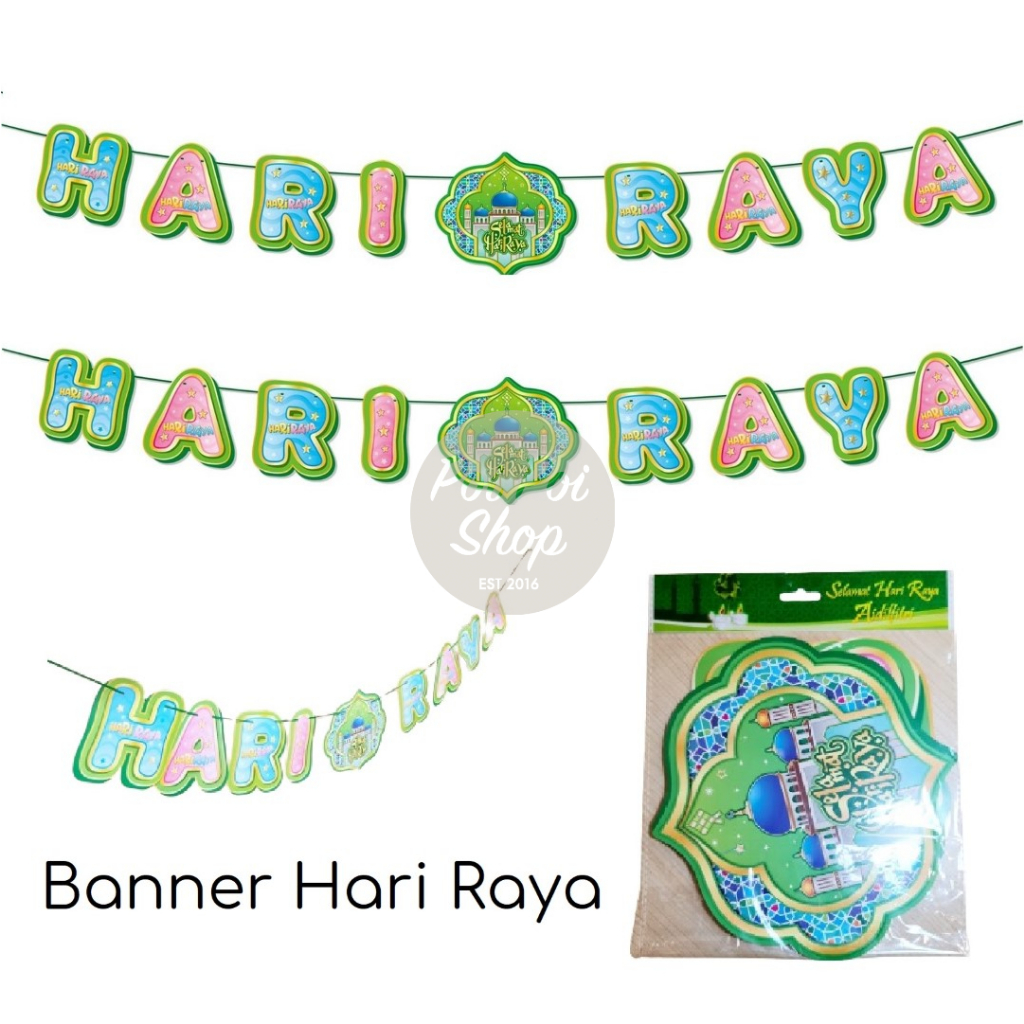 Jual Banner Backdrop Idul Fitri Huruf Hari Raya Karton Tali Idul Fitri ...