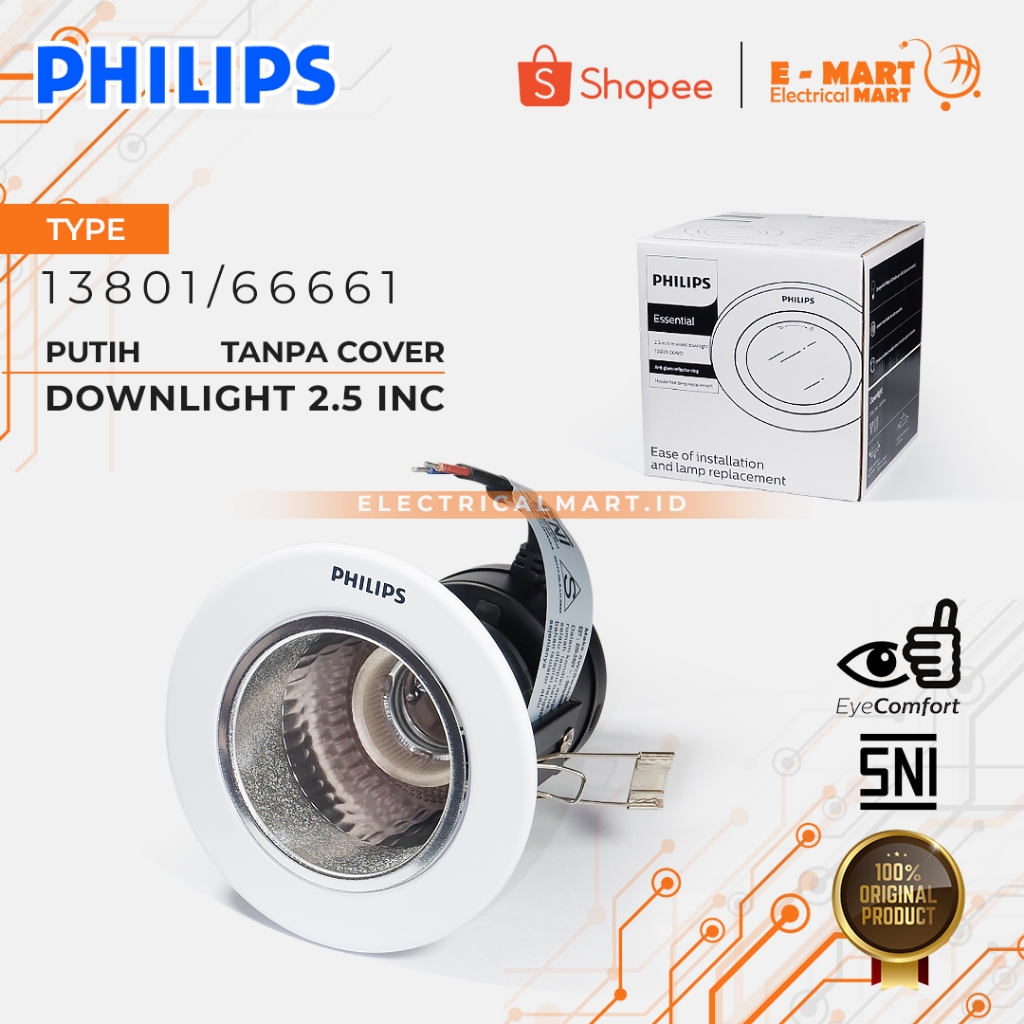 Jual Philips Downlight 66661 White 2,5 Inchi TANPA COVER | Shopee Indonesia