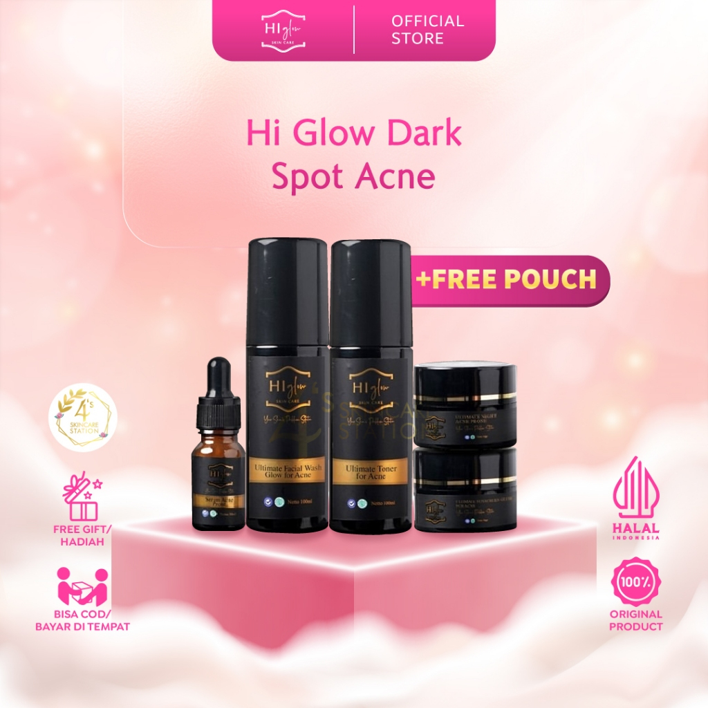 Jual PAKET HI GLOW SKINCARE ULTIMATE DARK SPOT untuk Jerawat Ringan dan ...