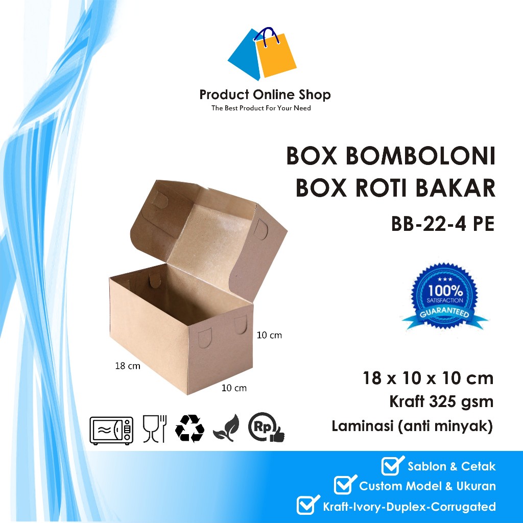 Jual BOX DUS KARDUS KOTAK ROTI BAKAR DONAT BOMBOLONI BOLU 18x10x10 cm ...