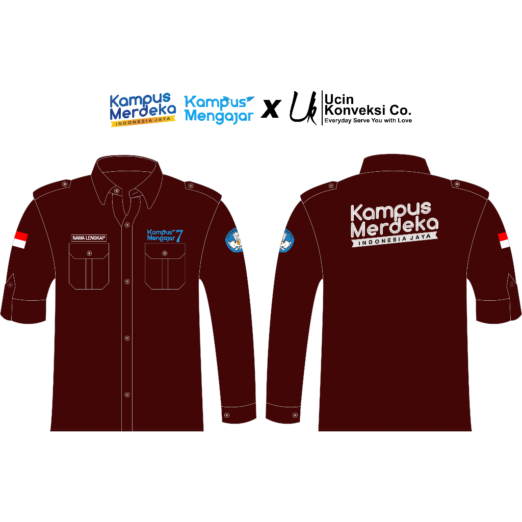 Jual PDH Kampus Mengajar 7 Bordir / Kemeja Lapang Kampus Merdeka Mengajar / PDL KM 7 / PDH ...