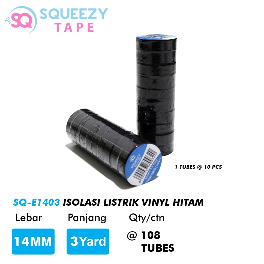 Jual Isolasi Listrik SQUEEZY 18mm x 15yard Hitam / Electrical Tape E ...