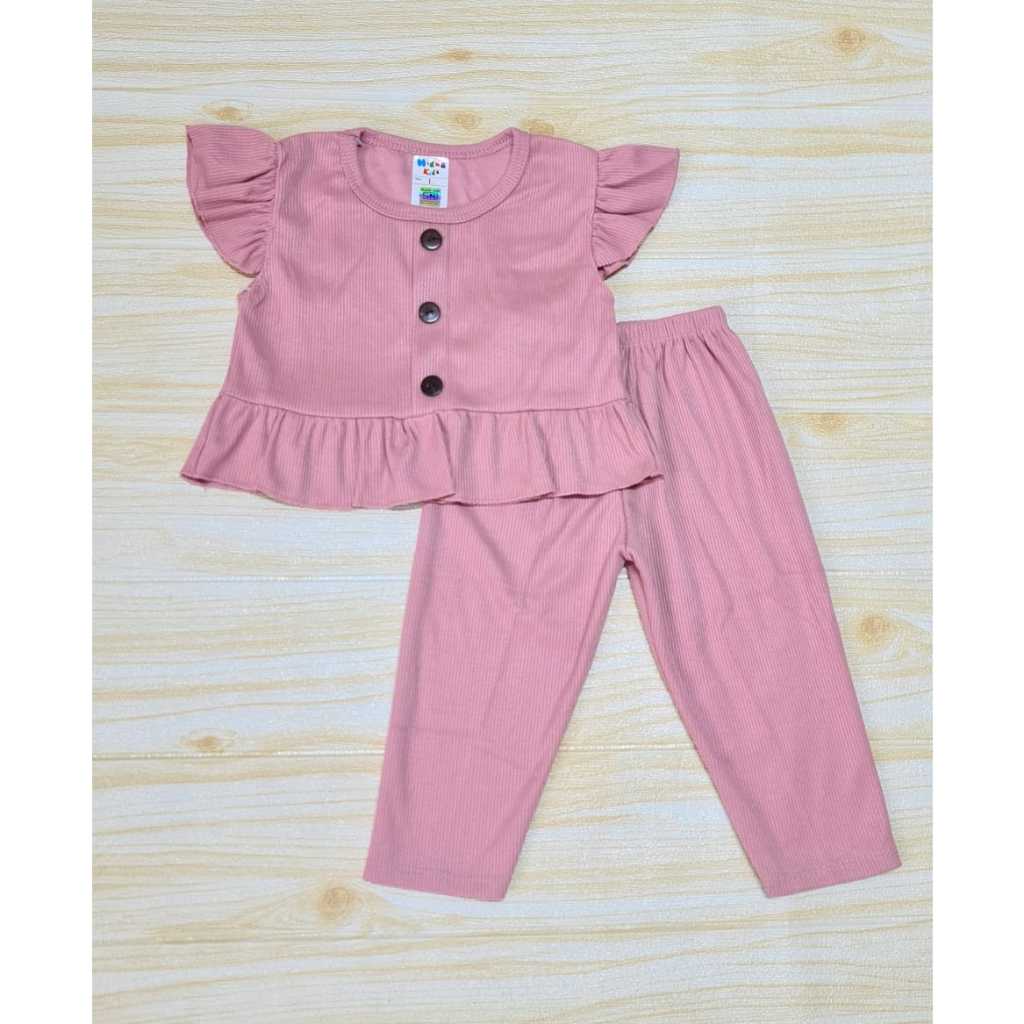 Jual COD Setelan Anak 0-3 Tahun Model Herani Ruffle Kancing Bahan Knit ...