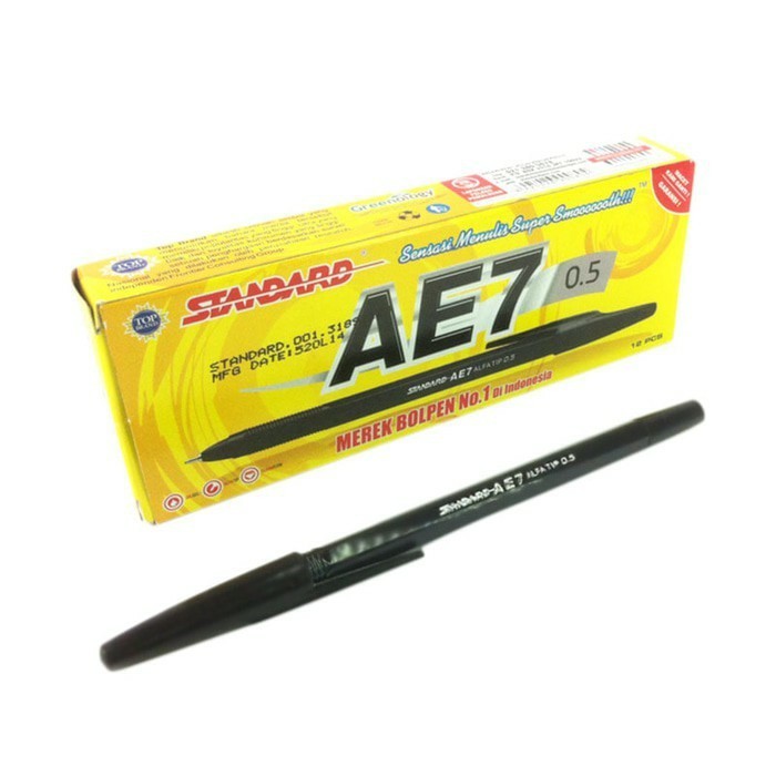Jual ballpoint standar AE7 isi 12 warna hitam | Shopee Indonesia