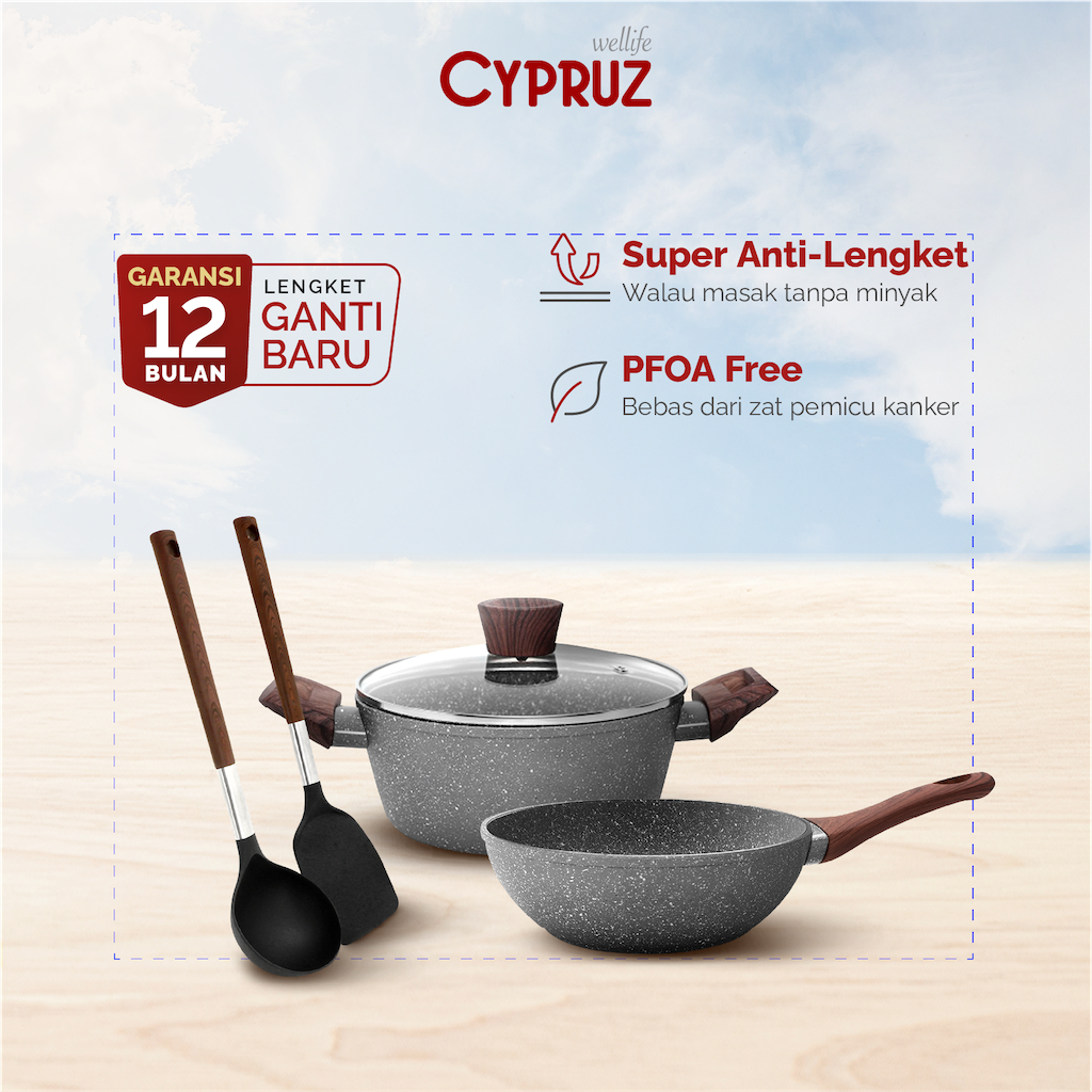 Jual Cypruz Cookware Set Grey Marble Beginner Series Panci Set Premium ...