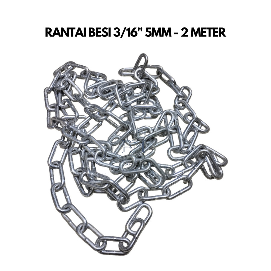 Jual 2 METER Rantai Besi Galvanis 5mm Rantai Kapal Gembok Pagar 3/16 ...