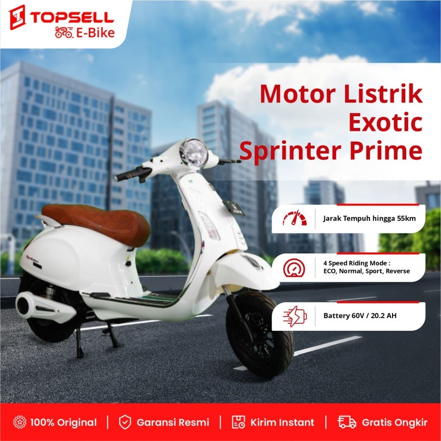 Jual Sepeda Motor Listrik Exotic Sprinter Prime 1200 Watt Jarak Tempuh ...