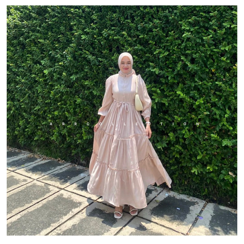 Jual PART 2 Gamis Shimer Dress| Maira Dress shimer susun | Shopee Indonesia