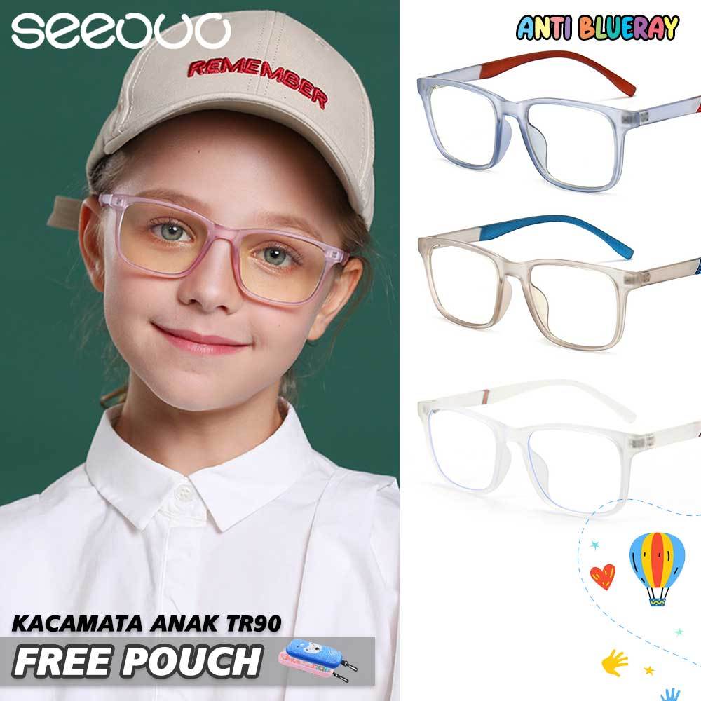 Jual Seeouo Kacamata Anak Antiradiasi Blueray Gadget/TV Model Kotak Simple Stylish Anak Laki ...