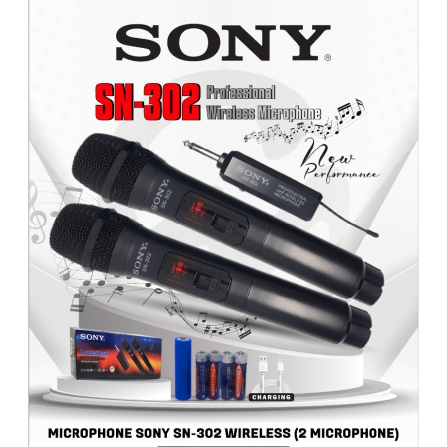 Jual Microphone SONY SN-302 Profesional Wireles led display 2 ...