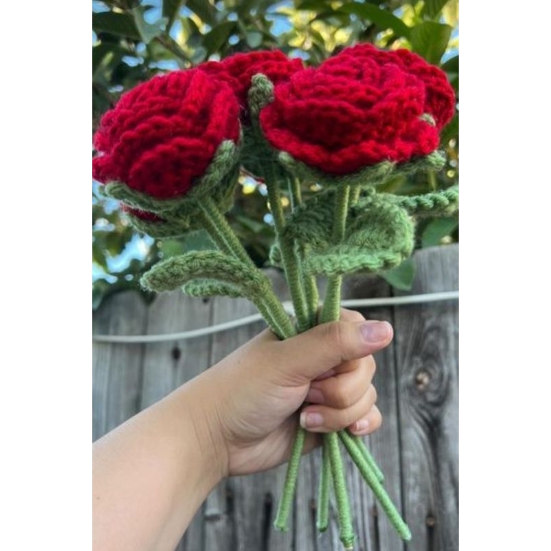 Jual Handmade Bunga Mawar Rajut Rose Flower Crochet Artificial Ready ...