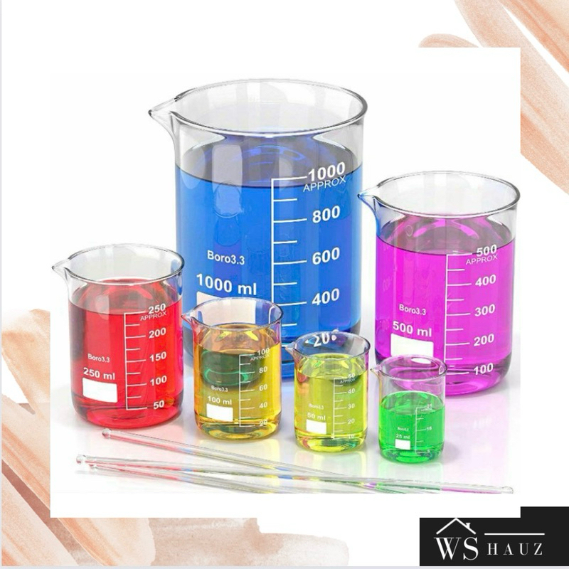 Jual GELAS UKUR KACA TRANSPARANT LAB KIMIA BOROSILICATE GLASS TAHAN ...