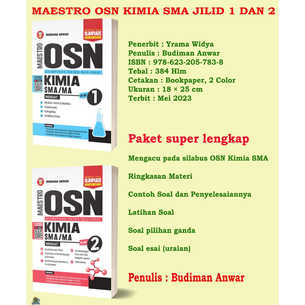 Jual BUKU MAESTRO OSN KIMIA SMA JILID 1-BUKU MAESTRO OSN KIMIA SMA JILID 2 | Shopee Indonesia