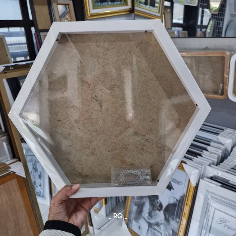 Jual [D.30cm] Pigura Mahar / srapbox / Bingkai 3D Kayu Hexagonal / segi 6 | Shopee Indonesia