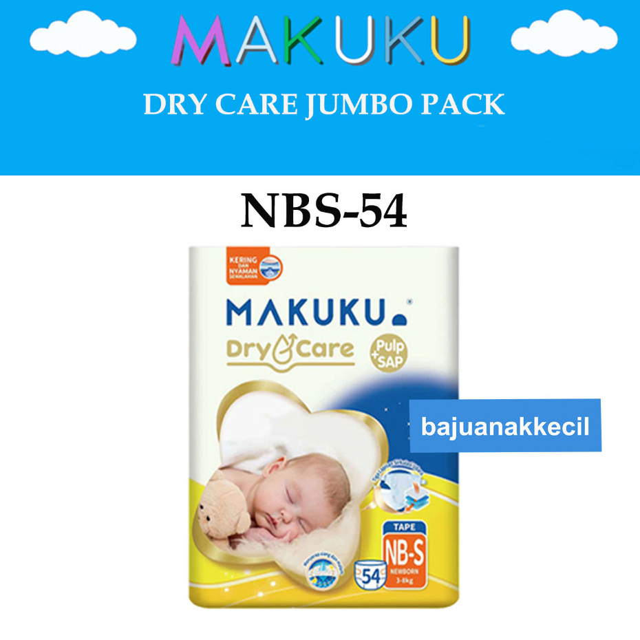 Jual Makuku Dry Care NB 54 Newborn Perekat NBS Tape Diapers Jumbo Popok Bayi Baru Lahir Drycare ...