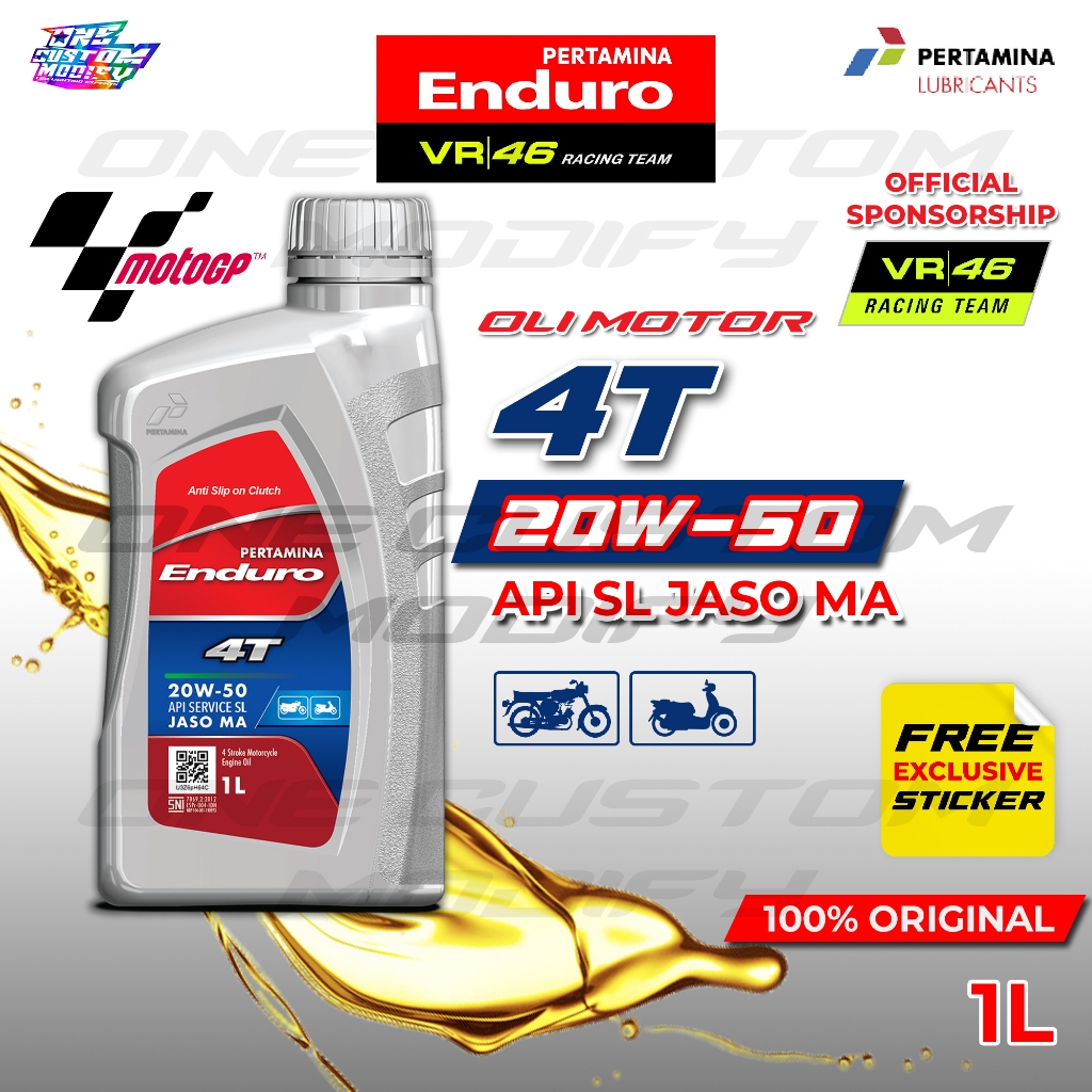 Jual Pertamina Oli Enduro 4T Original 20W-50 1 L Synthetic Supra Vixion Gsx Motor oil | Shopee ...
