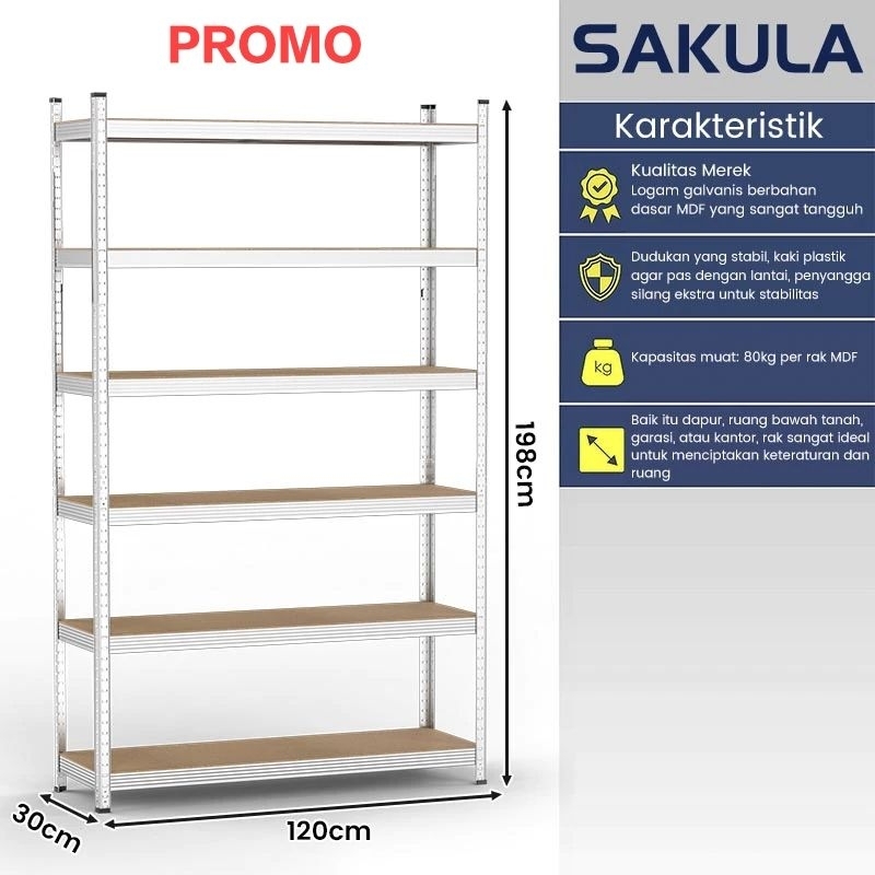 Jual PROMO - Rak Besi Siku 5 Susun 120*40*198 Galvanis Rak Barang - Rak ...
