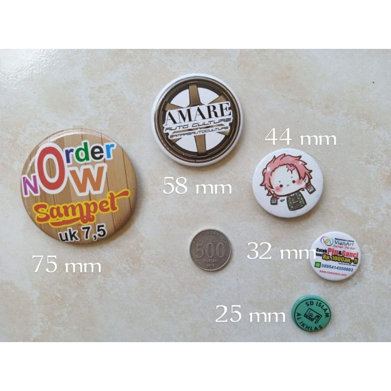 Jual [MIN 10 PCS] Cetak Custom Pin Peniti Ukuran 25 mm, 32 mm, 44 mm ...