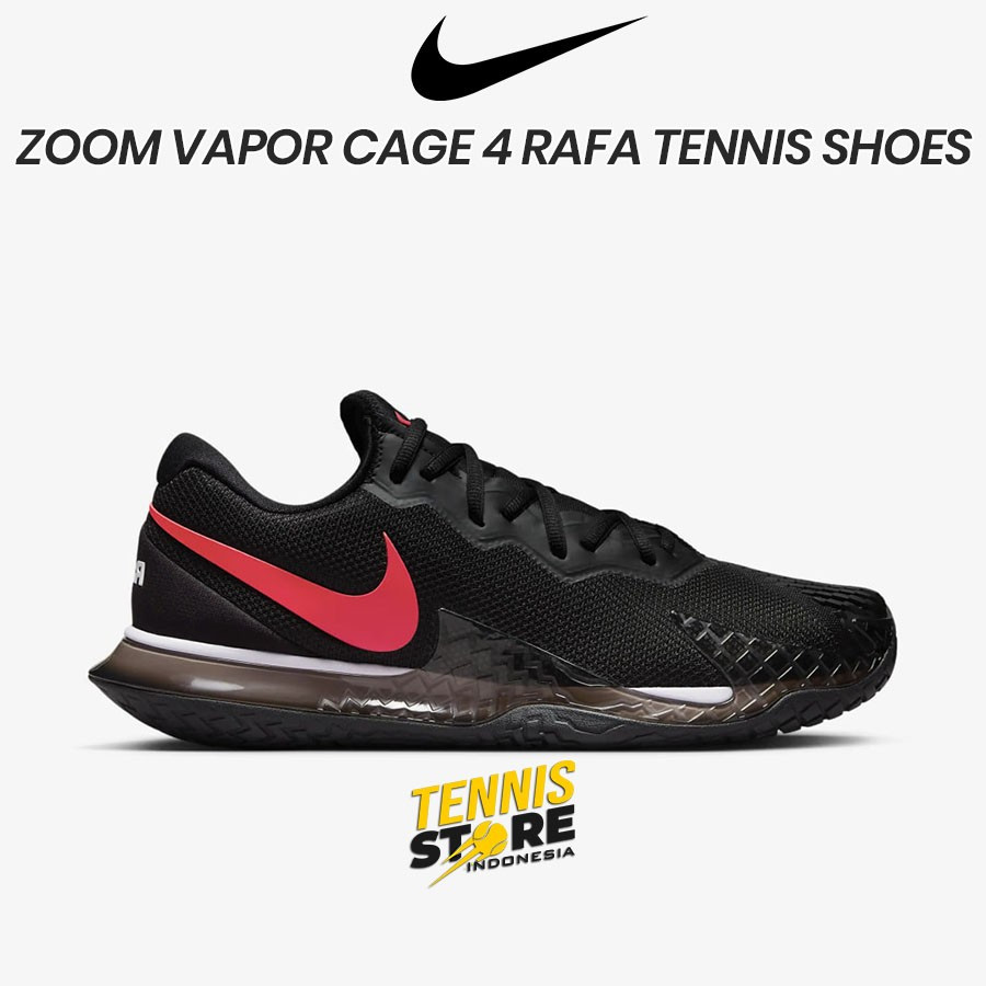 Jual Nike Court Zoom Vapor Cage 4 RAFA / NikeCourt Black Red | Shopee ...