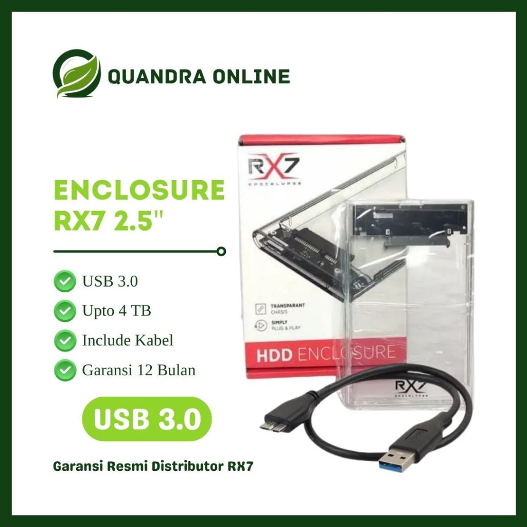Jual Casing Harddisk External USB 3.0 RX7 Transparan 2.5" HDD/SSD ...
