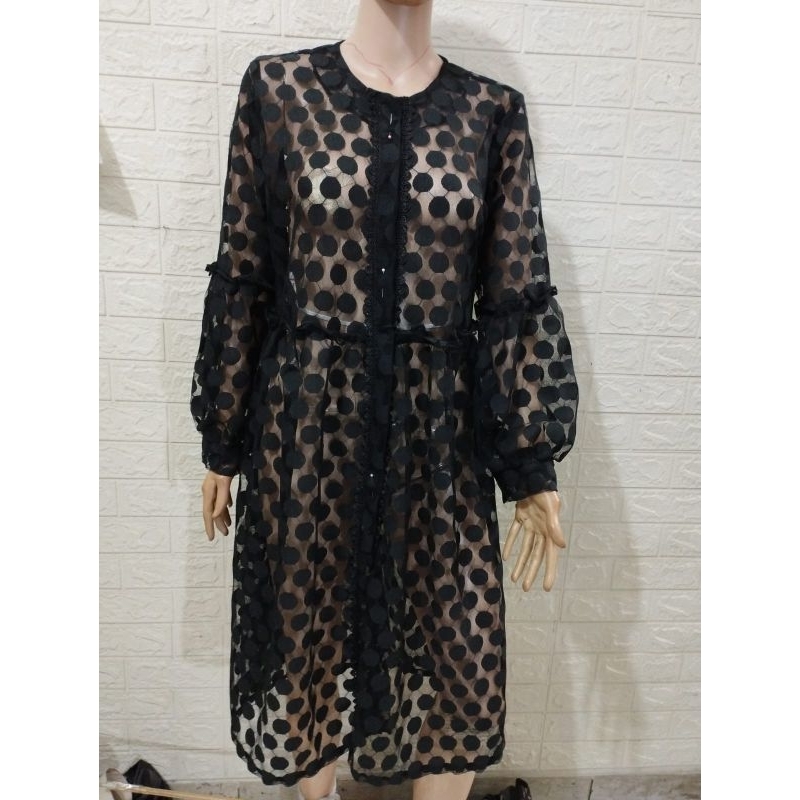 Jual Black Outer Brukat Cardigan Brokat Lengan Panjang atasan outher ...