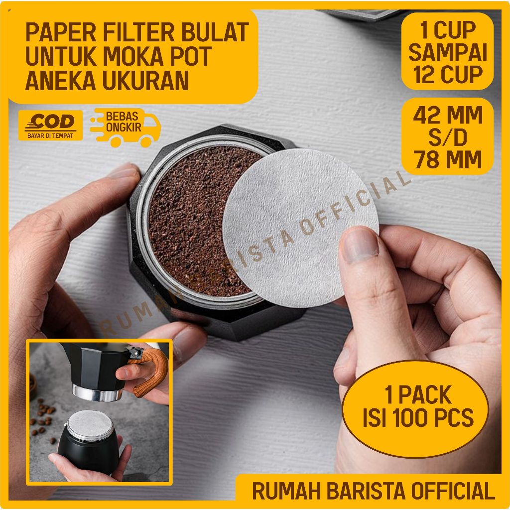 Jual Paper Filter Moka Pot Isi 100 PCS Putih Bleached Flat Dripper ...