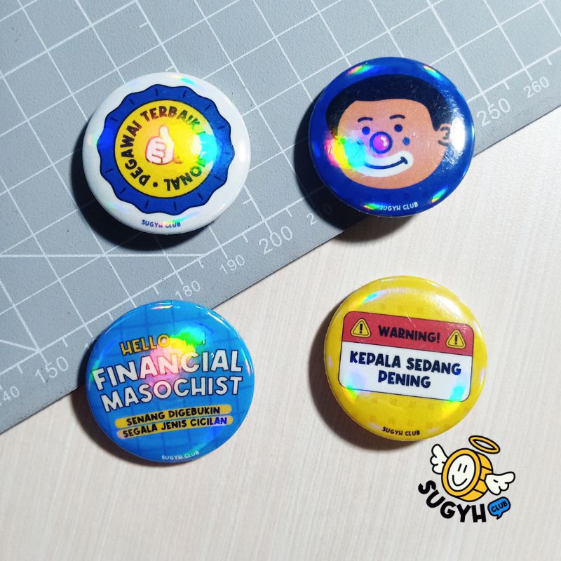 Jual Sugyh Club Pin Bulat Tas Baju Kepinkiran Badut Korporat | Shopee ...