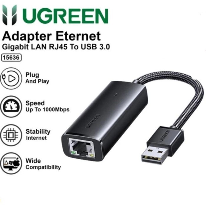 Jual Usb Ethernet Adapter UGreen USB 3.0 to LAN Rj45 Gigabit (15636 ...