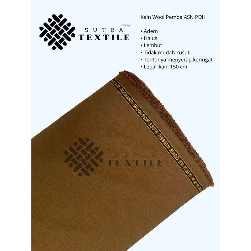 Jual kain bahan pemda ASN pppk semi wool wooltex design made by italy ...