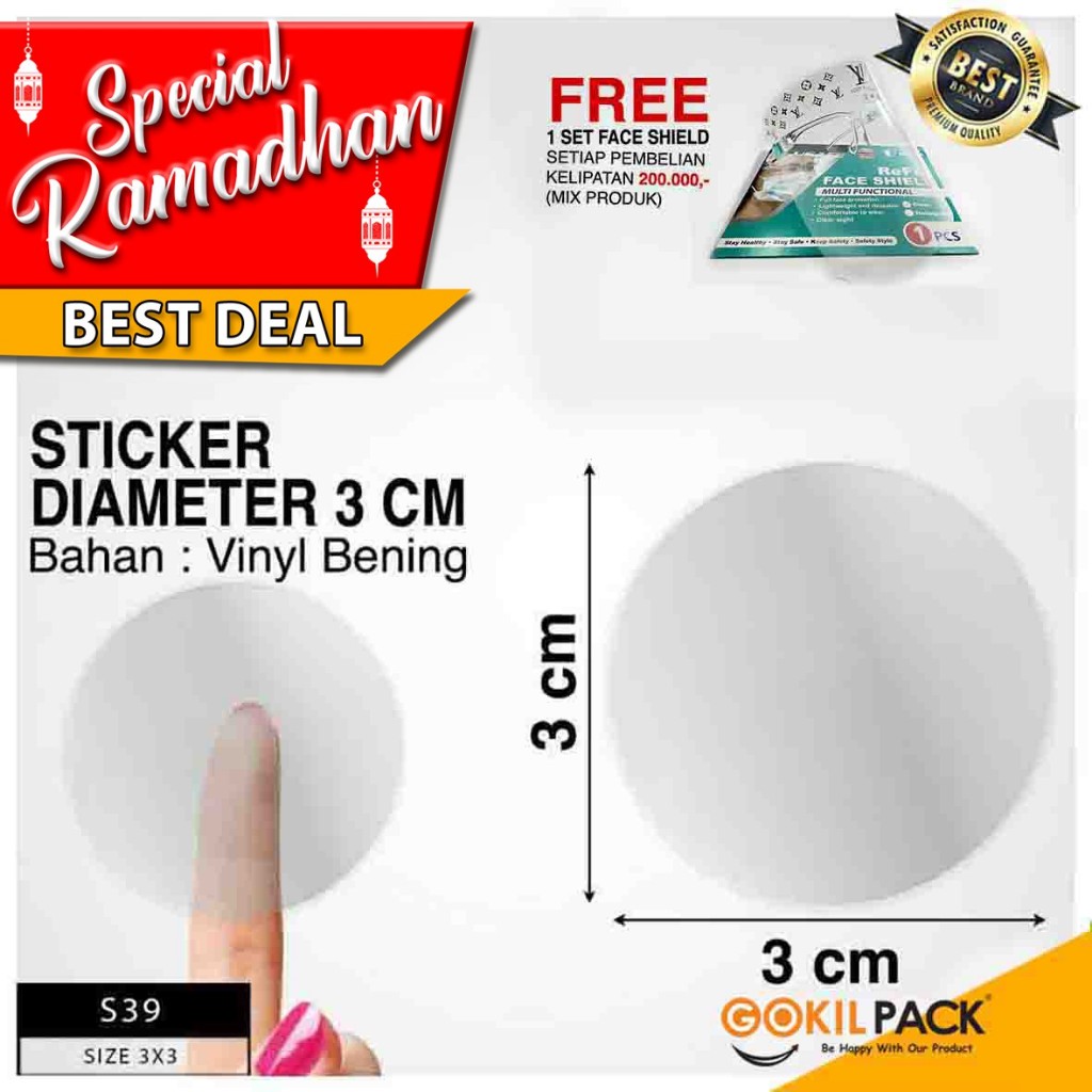 Jual Sticker Bulat Murah|Sticker Vinyl|Sticker Bening|Sticker 3cm|S39 ...