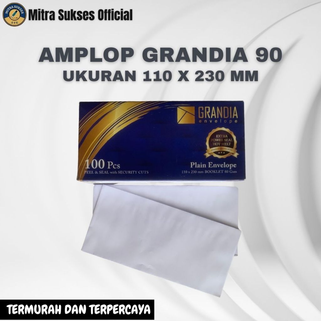 Jual AMPLOP PUTIH POLOS BESAR 90 (ada lem perekat) GRANDIA ISI 100 ...