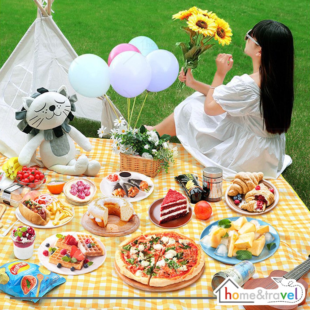 Jual HOVELSHOP Alas Piknik Tikar Pantai Picnic Mat Kotak Aesthetic ...