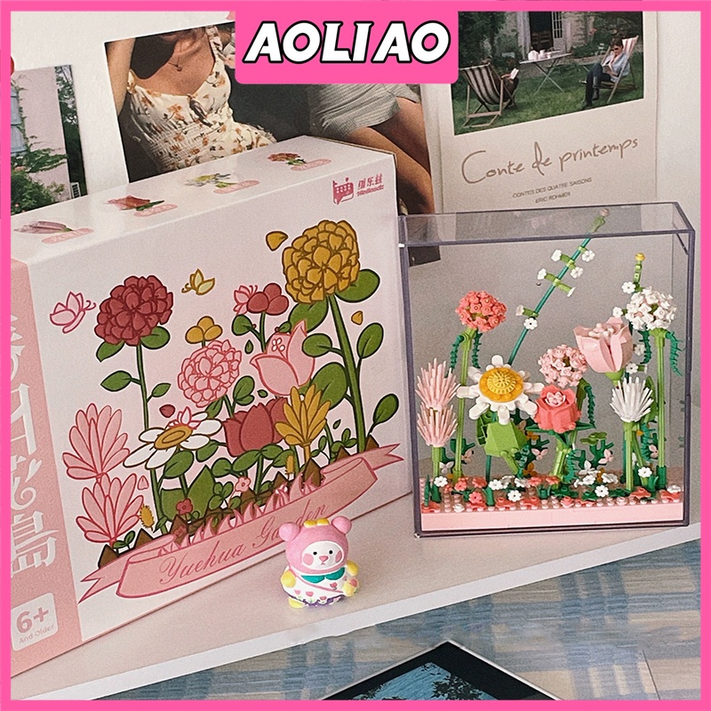 Jual AOLIAO Bangunan Balok Bunga Bricks Bunga Bunga Bata Bunga Buket ...