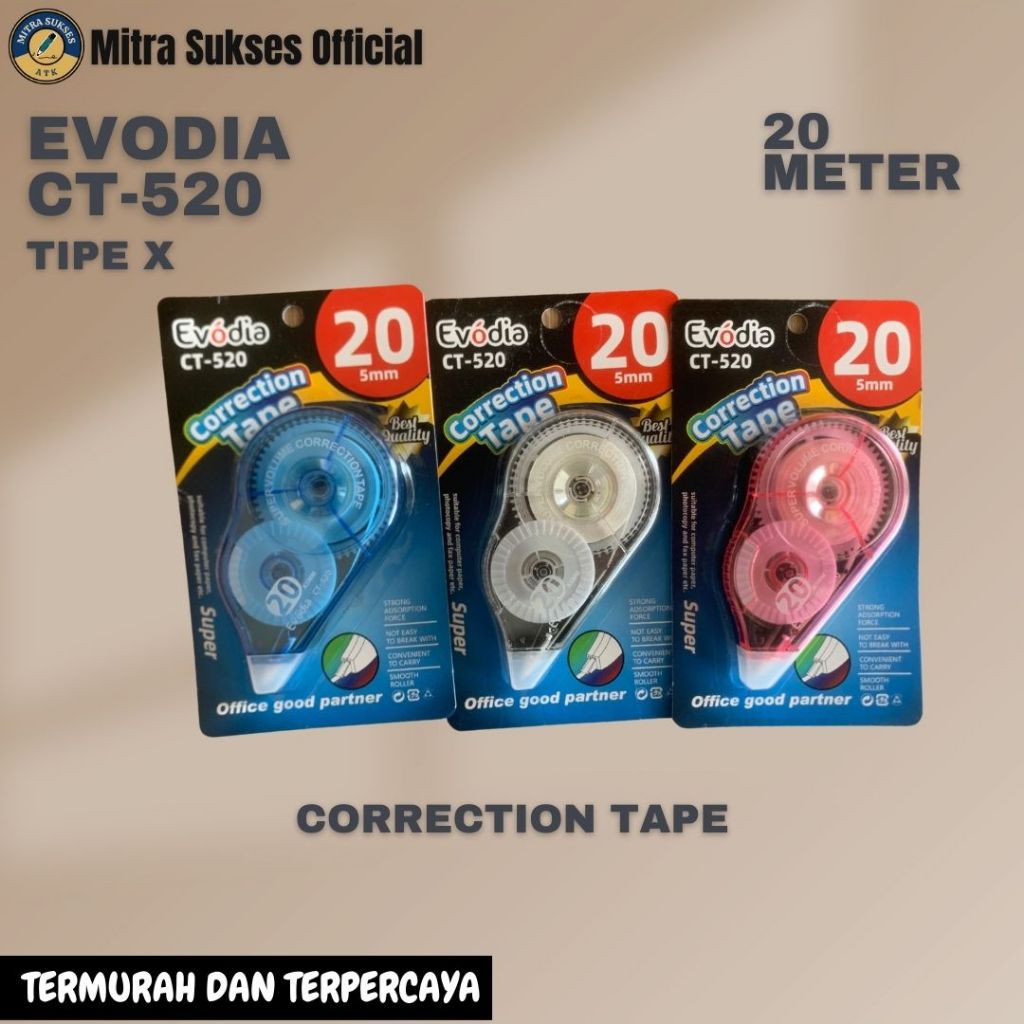 Jual TIPE-X ROLL/CORRECTION TAPE BESAR EVODIA 20 METER & JOYKO 21 METER ...