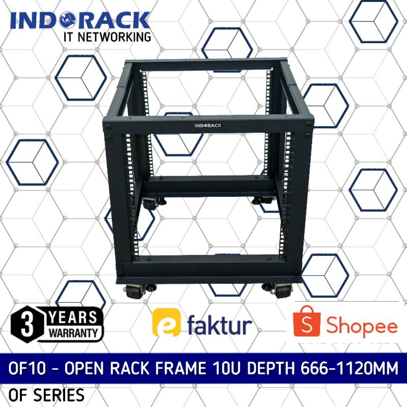 Jual OF10 Open Frame Rack 10U Depth 664-1120mm INDORACK Rak Server ...