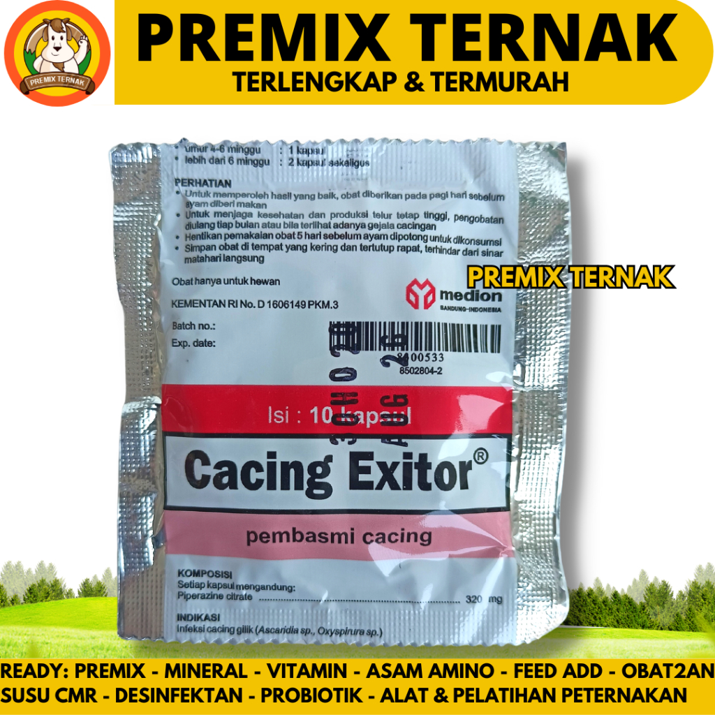 Jual CACING EXITOR 1 SACHET (10 KAPSUL) - Obat pembasmi cacing ayam ...